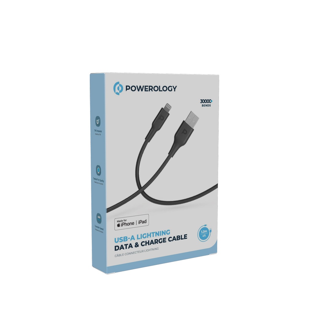Powerology PVC MFi USB-A to Lightning Cable - 1.2M
